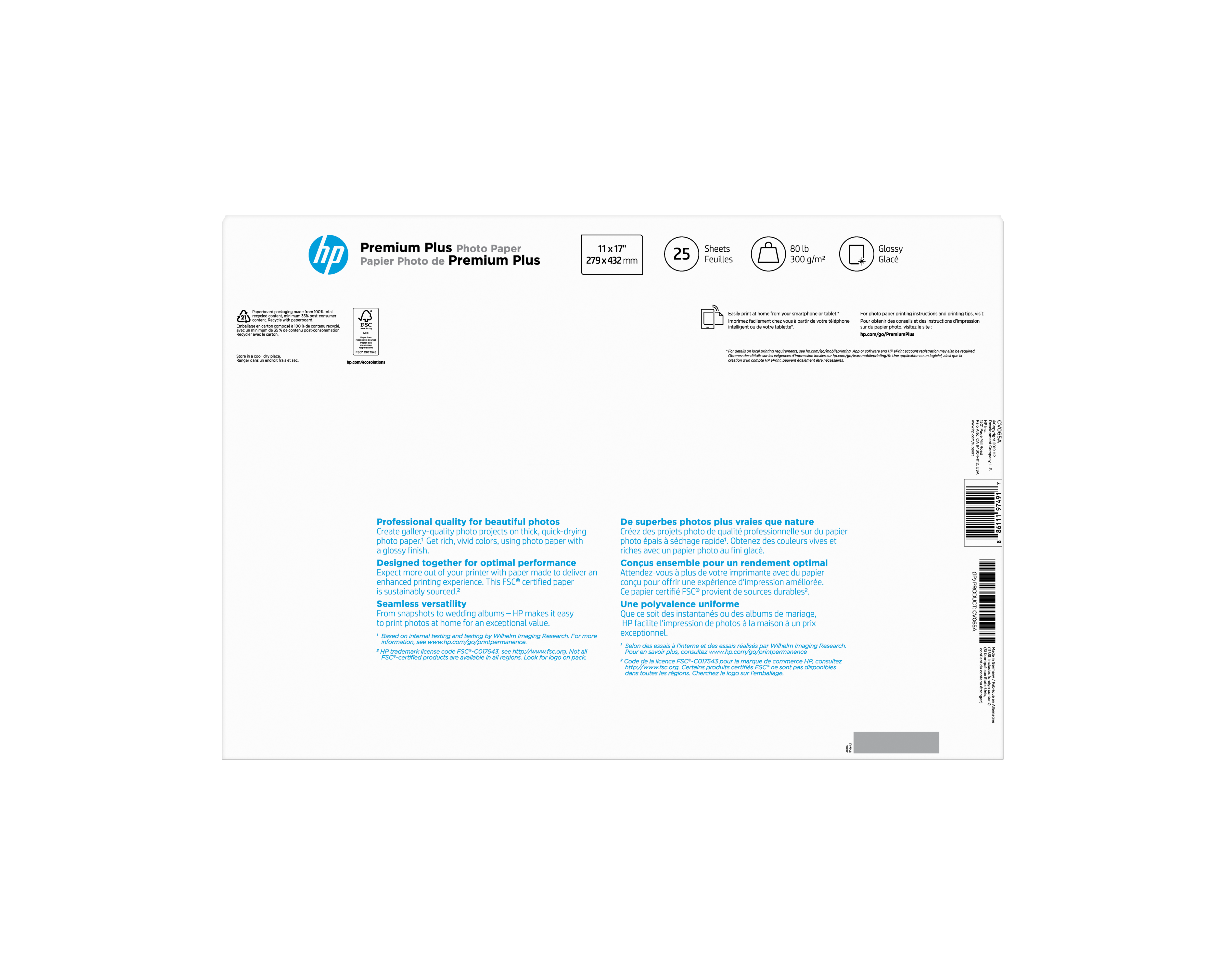 HP Premium Plus Glossy Photo Paper 25 Sheets 11 x 17 in | HP Store Canada