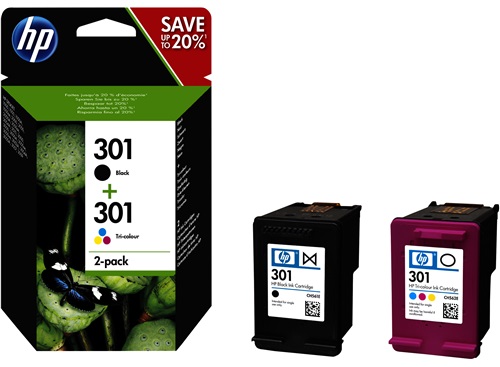 HP 301 2er-Pack Schwarz/Cyan/Magenta/Gelb Original Druckerpatronen - HP ...