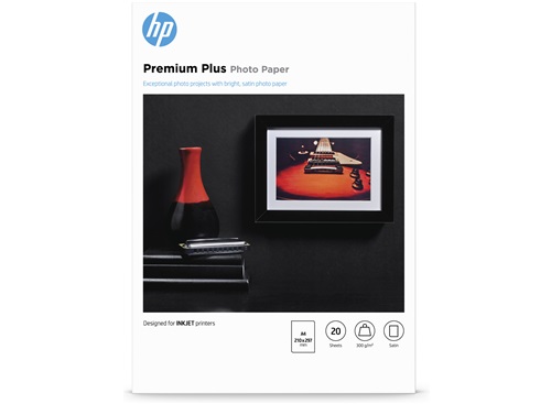 HP Premium Plus Photo Paper, Satin, 300 g/m2, A4 (210 x 297 mm), 20 sheets - HP Store UK
