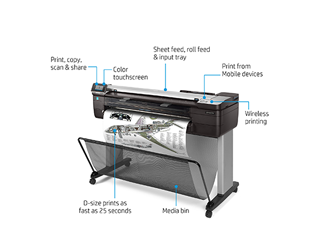 HP® DesignJet T830 36" Wide Format Printer (F9A30A#B1K)