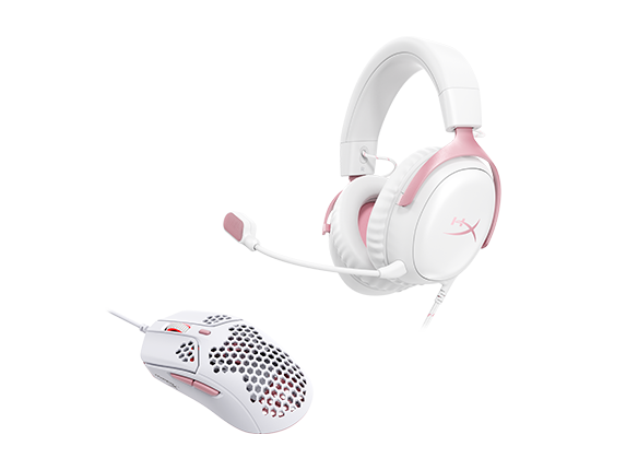 HyperX Cloud III - White/Pink + HyperX Pulsefire Haste - White/Pink