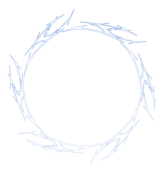 Abstract blue fractal design forming a circular